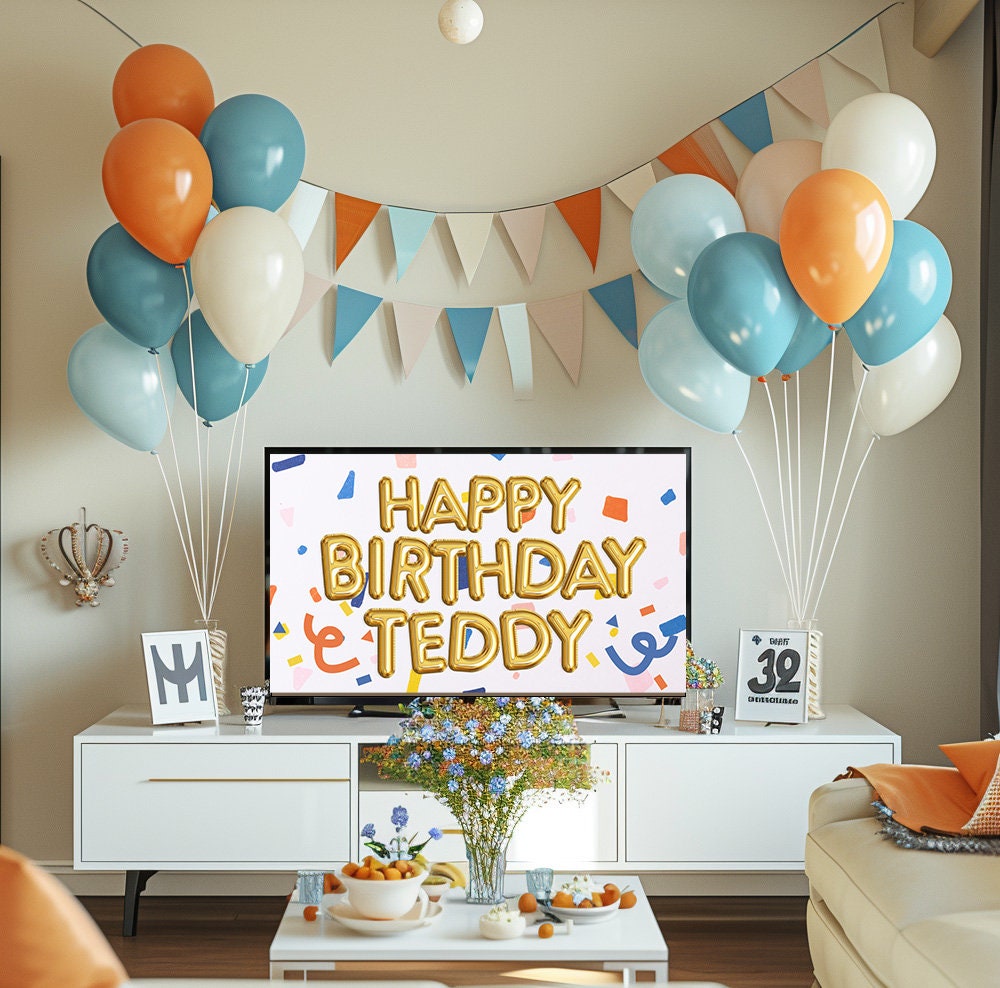 Personalized Happy Birthday TV Art Banner, Birthday Frame Smart TV, USB ...