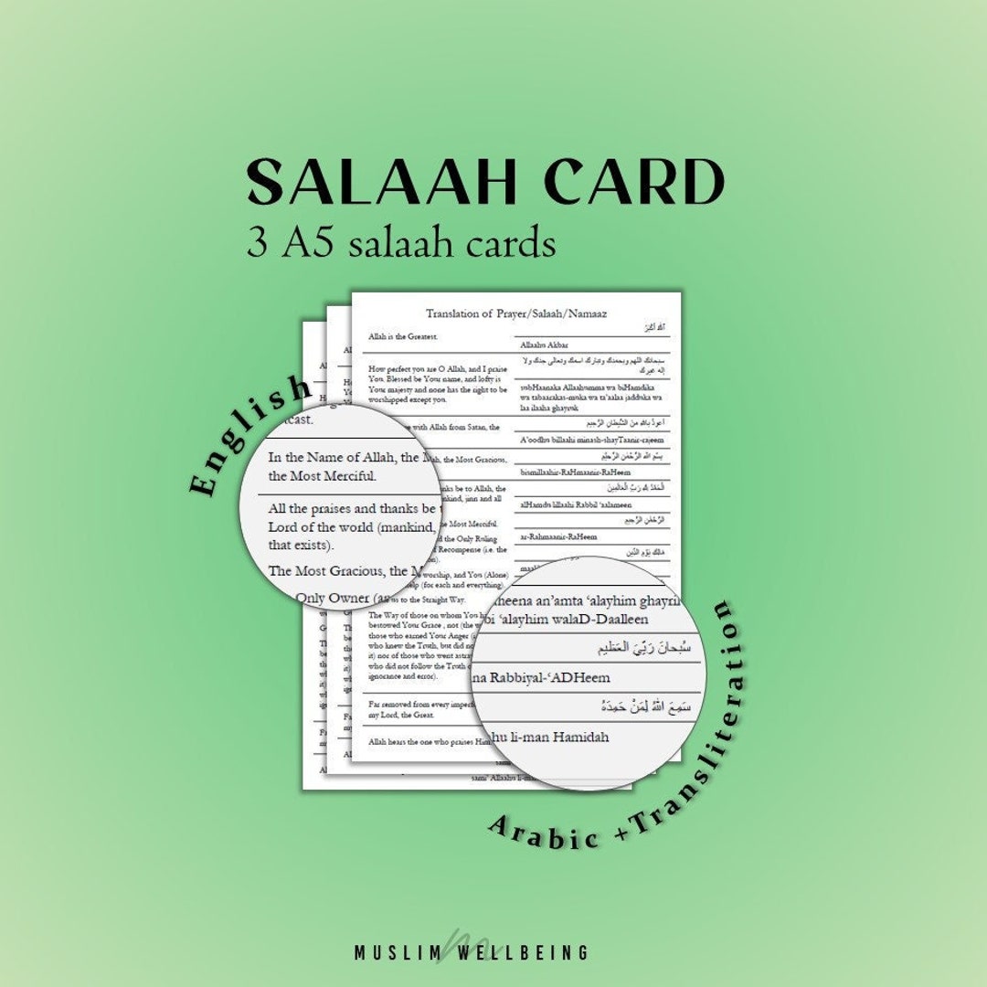 3 Salah Namaz Translation Cards - Etsy