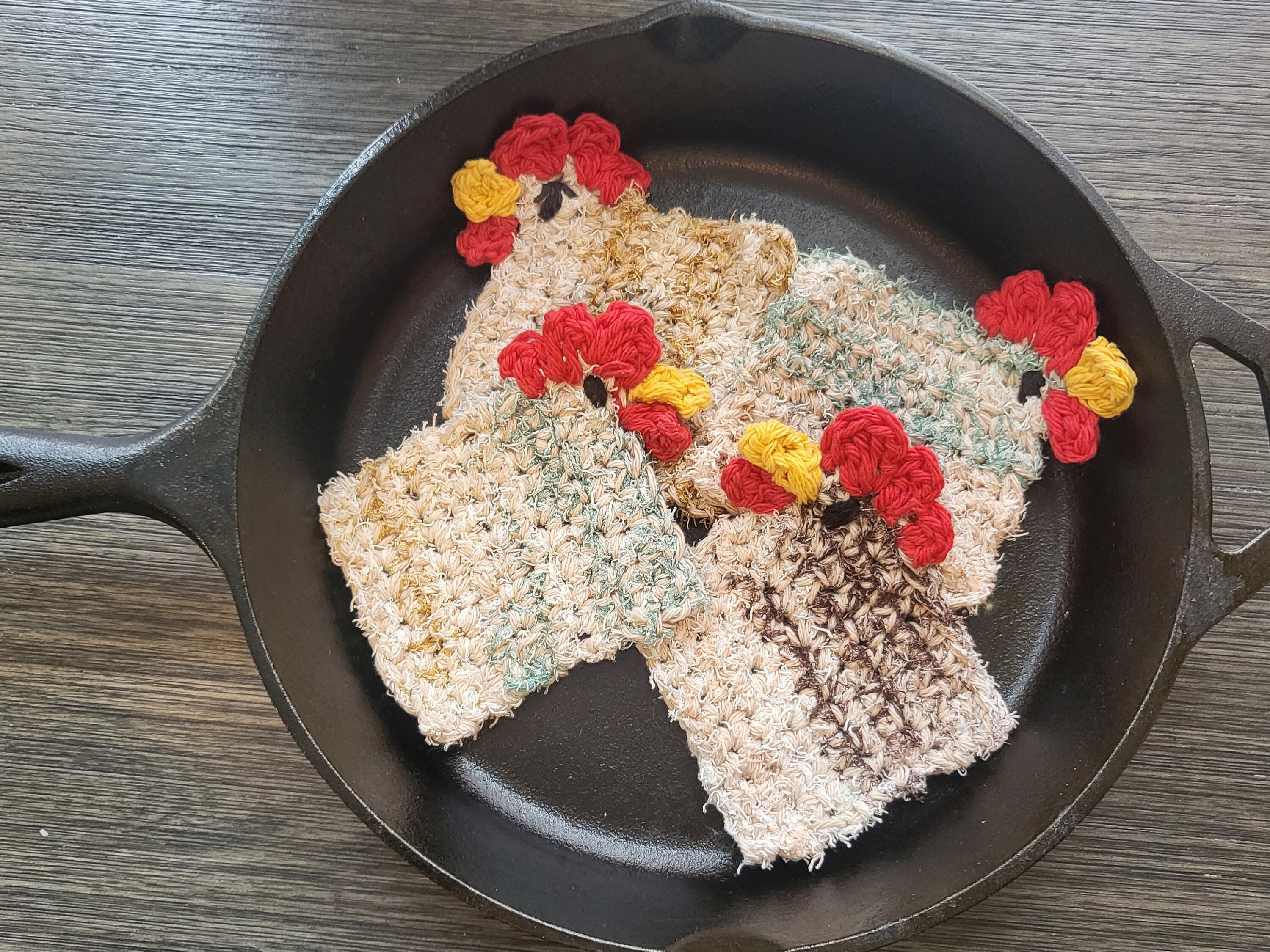 Dish Scrubbies Reuseable Chicken Farmhouse Homemade Crochet - Etsy