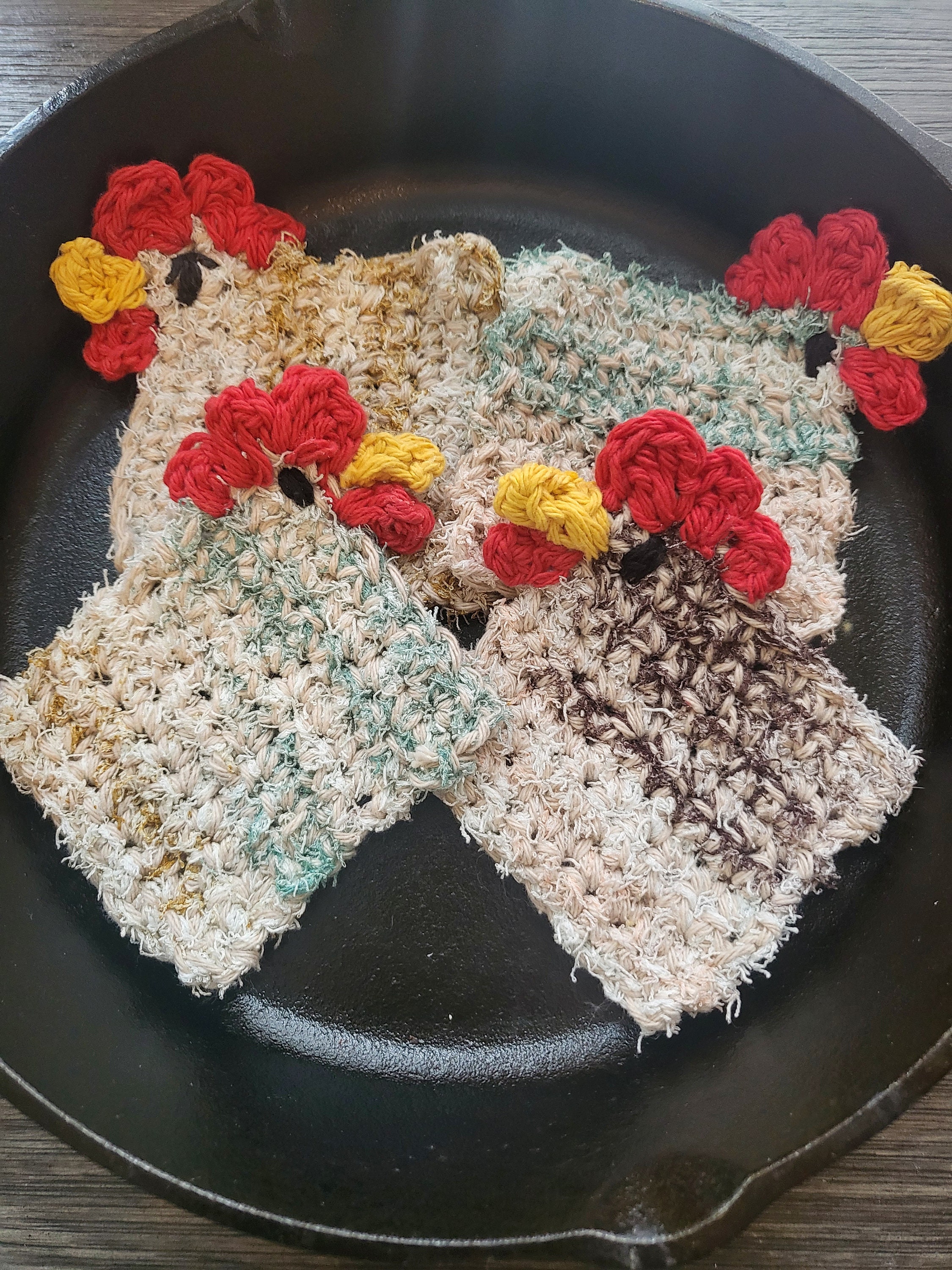 Dish Scrubbies Reuseable Chicken Farmhouse Homemade Crochet - Etsy