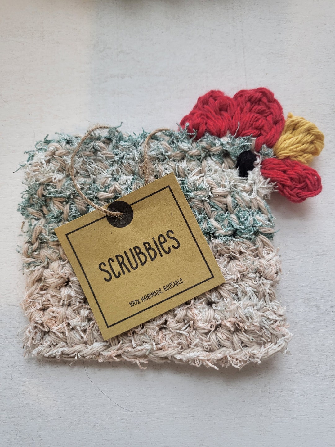 Dish Scrubbies Reuseable Chicken Farmhouse Homemade Crochet - Etsy