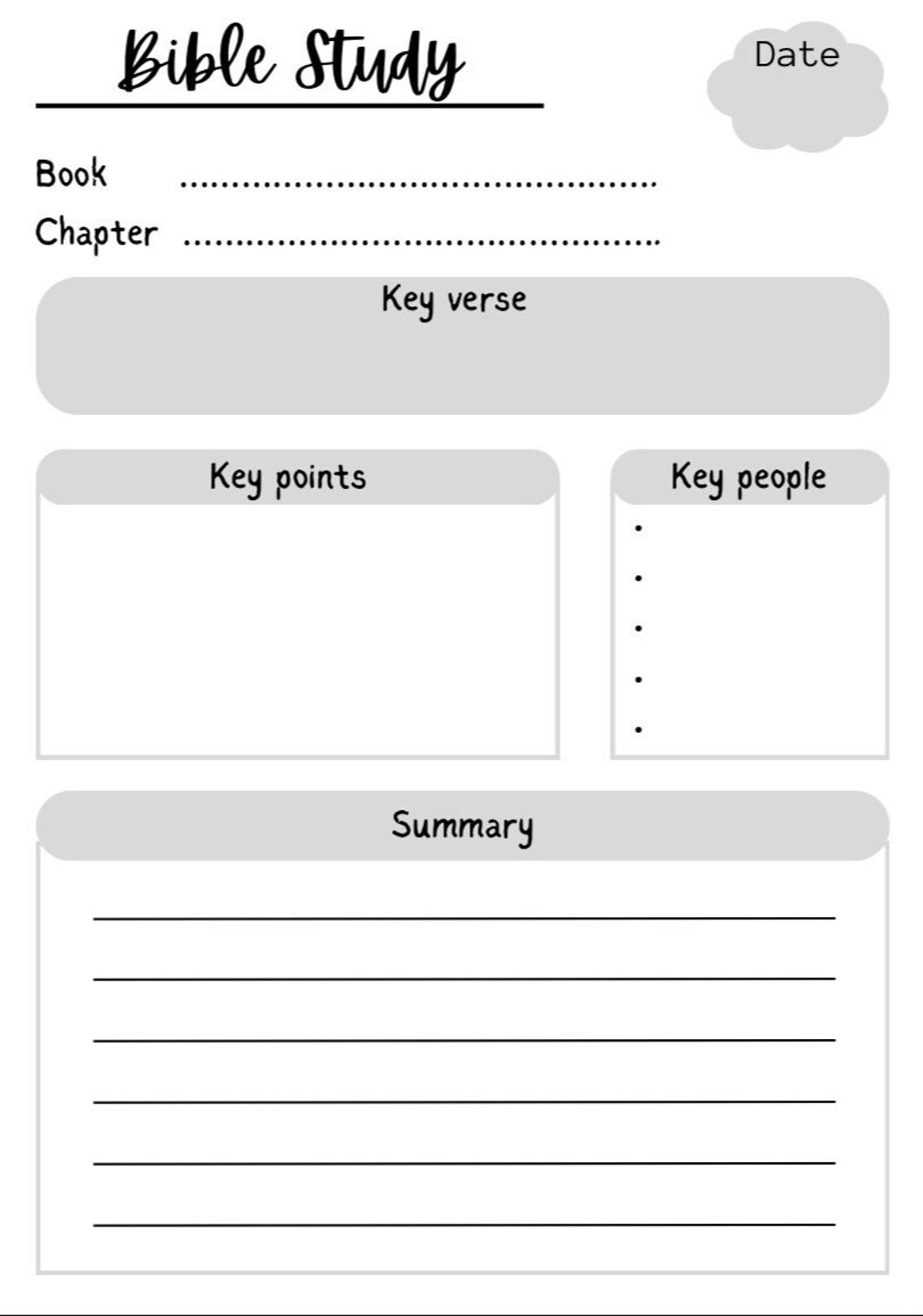 Digital Bible Study, Printable, Bible Template, Bible Study, Christian ...