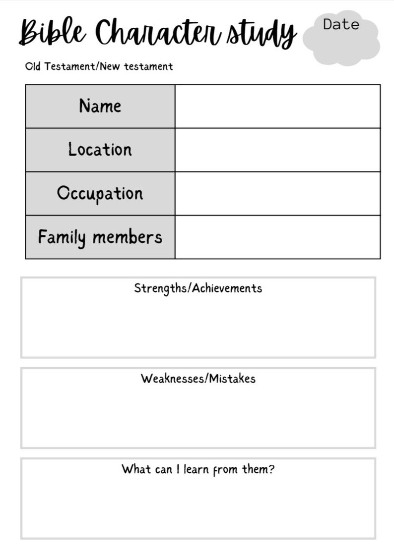Digital Bible Study, Printable, Bible Template, Bible Study, Christian ...