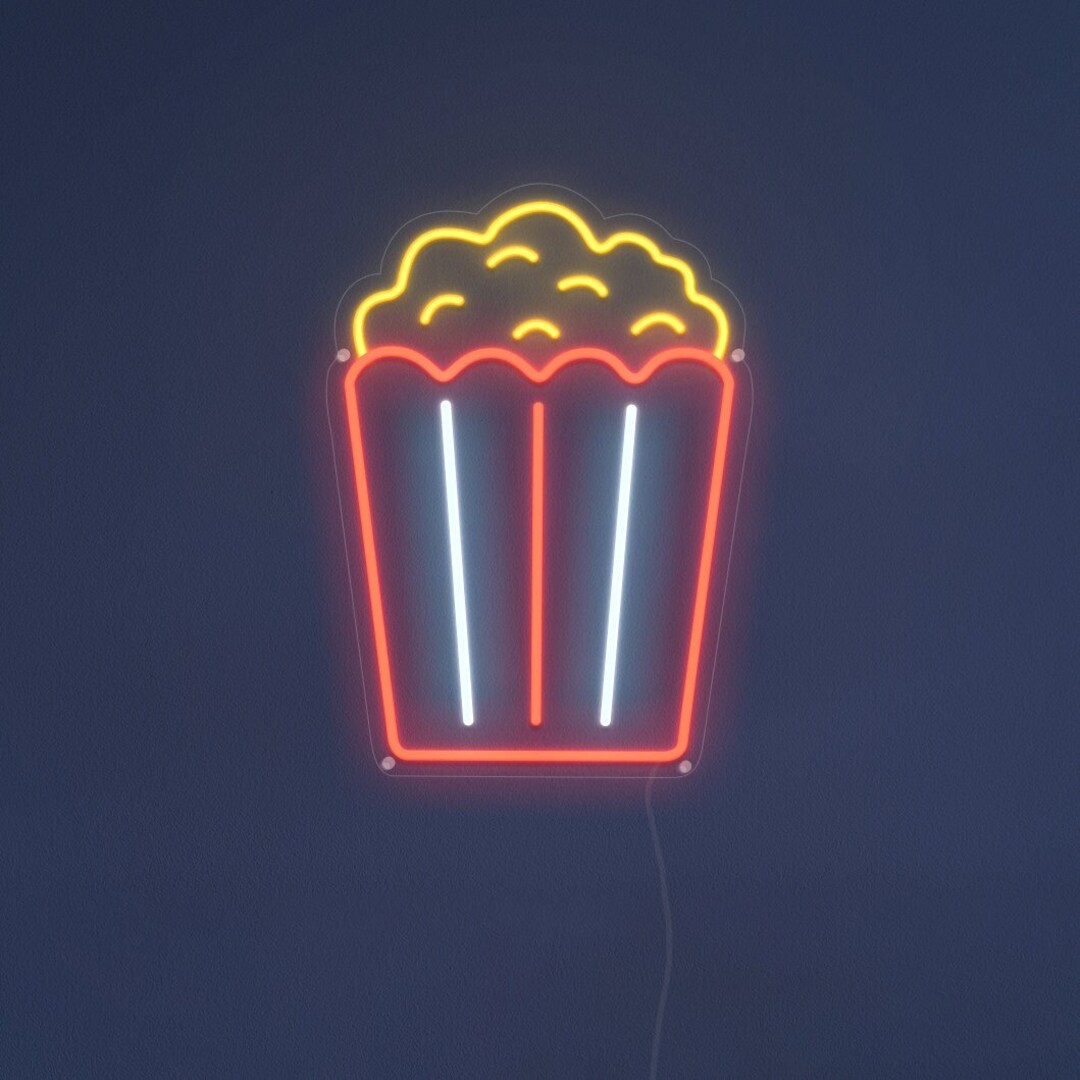 LED Popcorn Neon Sign, Cinema Neon, Living Room Neon, Neon Light, Neon ...