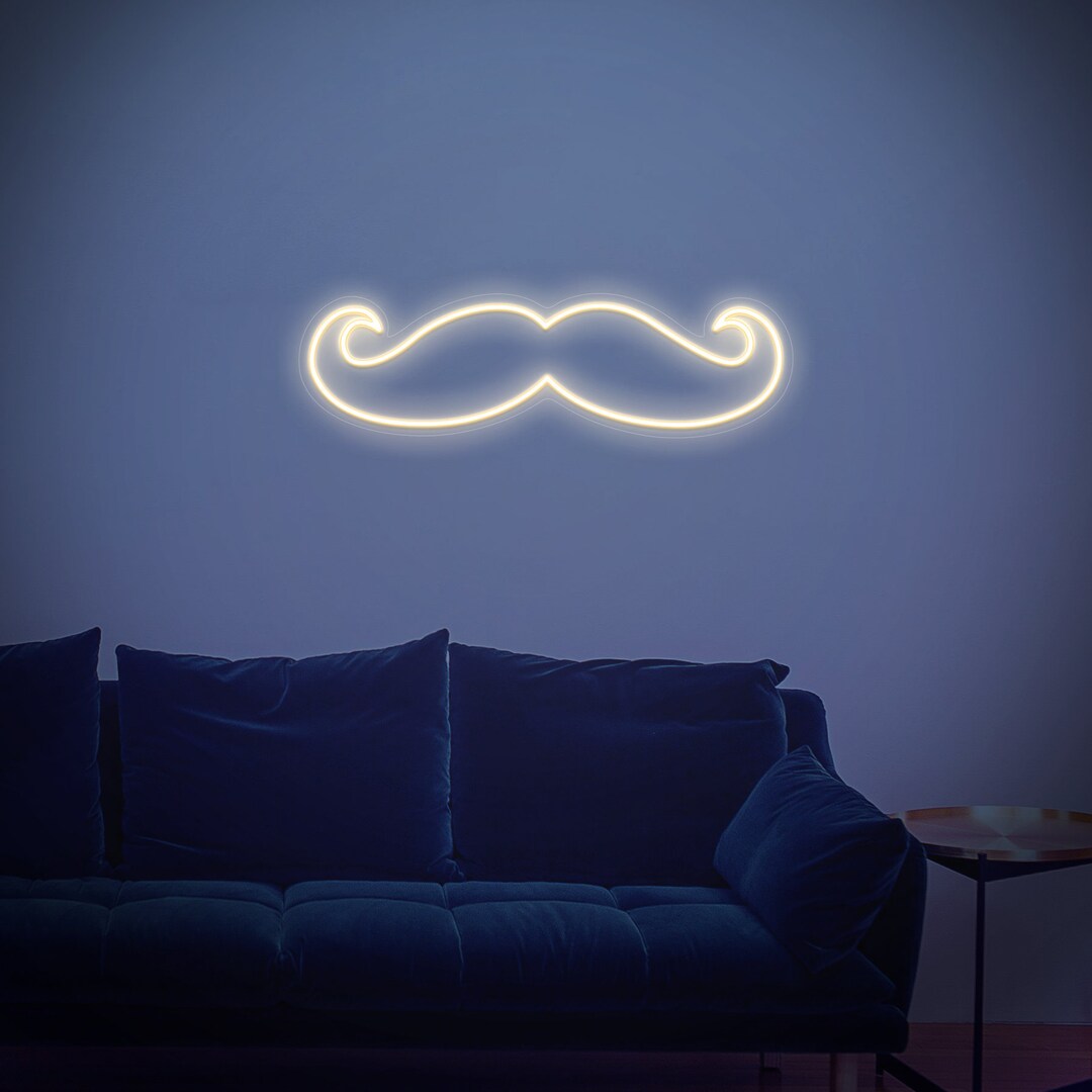 LED Mustache Neon Sign, Retro Light Sign, Interior Decoration Salon ...