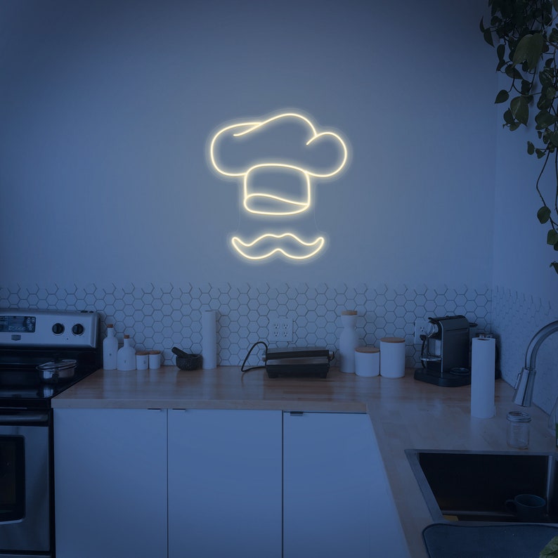LED Chef's Hat Neon Sign, Light Sign for Kitchen, Neon Chef, Neon Light ...