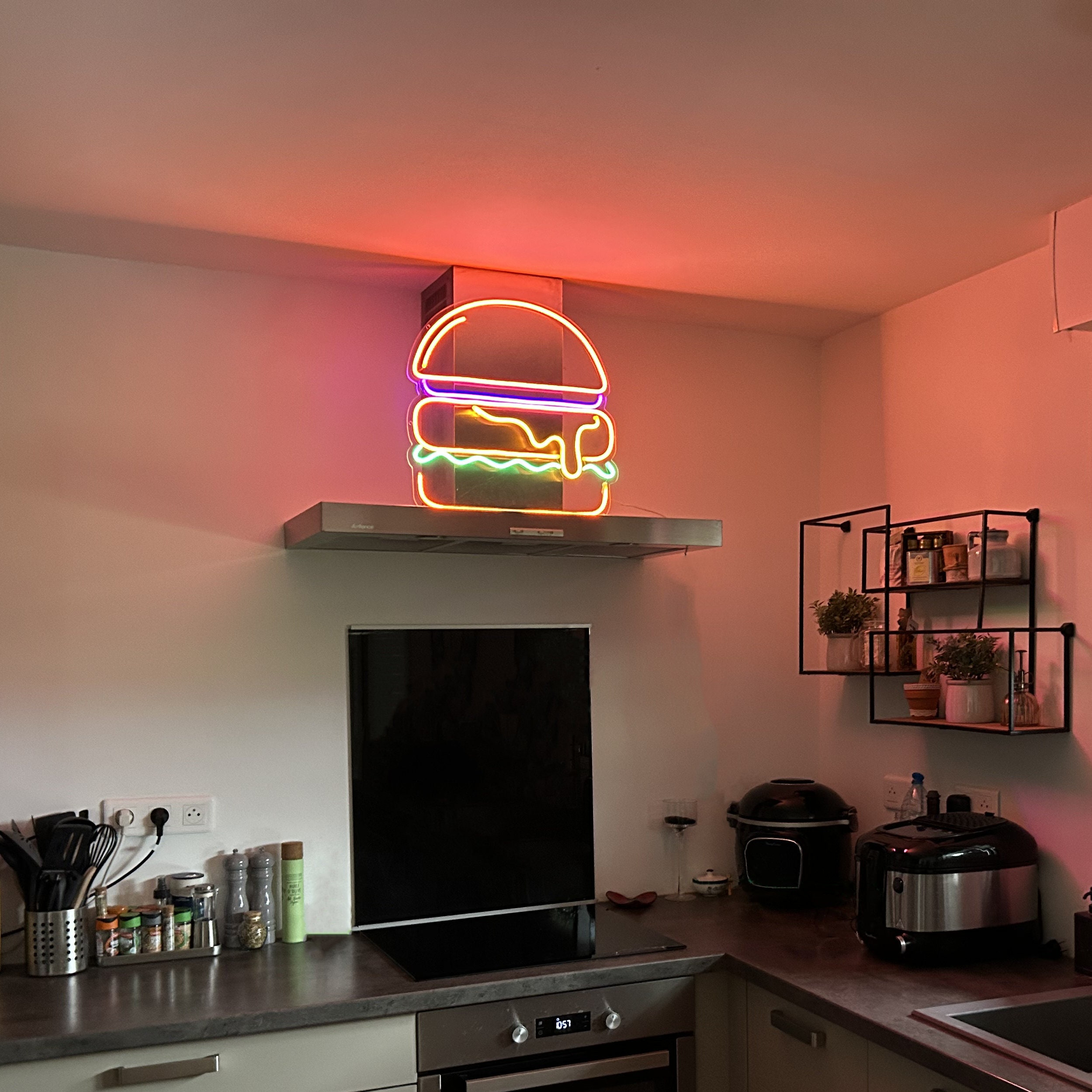 LED Burger Neon Sign, Restaurant Neon, Kitchen Neon, Neon Light, Neon ...