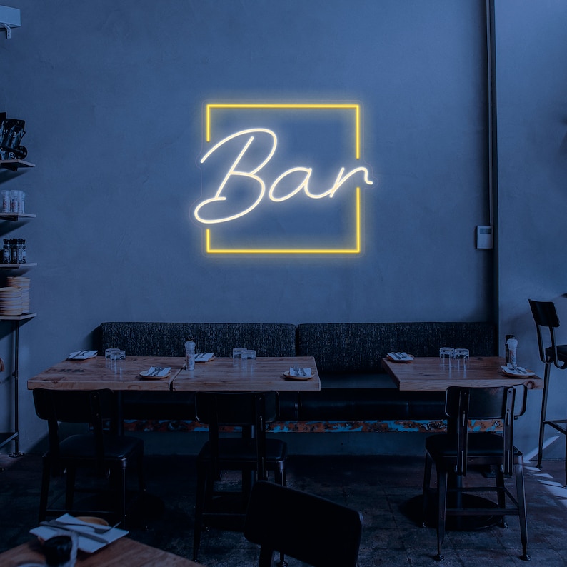 Square Bar Neon Sign, Bar Lighting, Neon Light, Neon Artisan, Neon ...