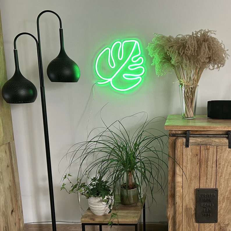 Monstera Leaf LED Neon Sign, Nature Living Room Neon, Neon Light, Neon ...