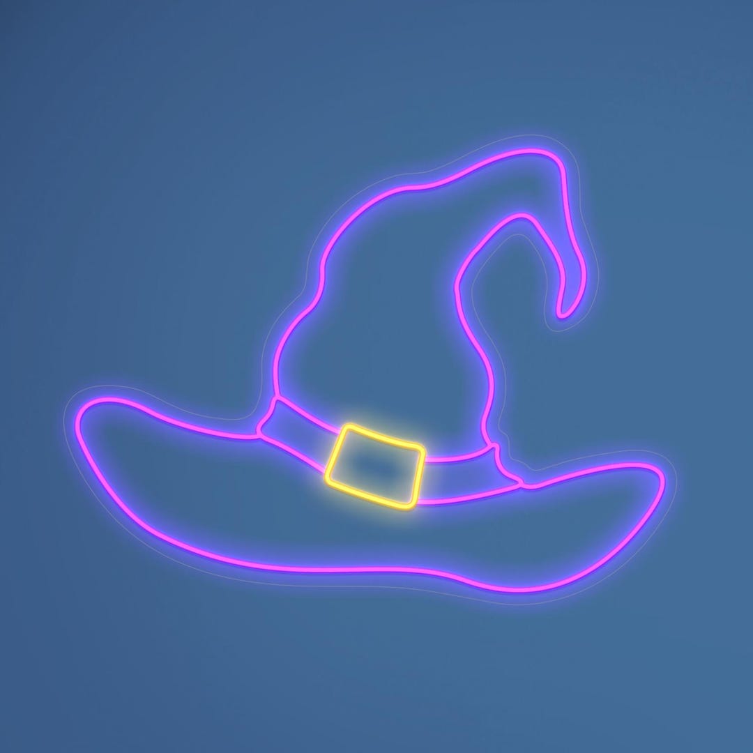 LED Witch Hat Neon Sign, Halloween Light Sign, Halloween Interior ...