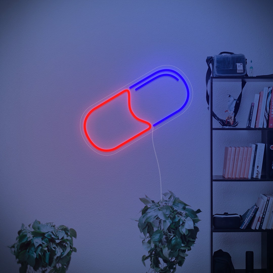 LED Pill Neon Sign, Futuristic Neon, Light Sign for Bedroom, Office ...