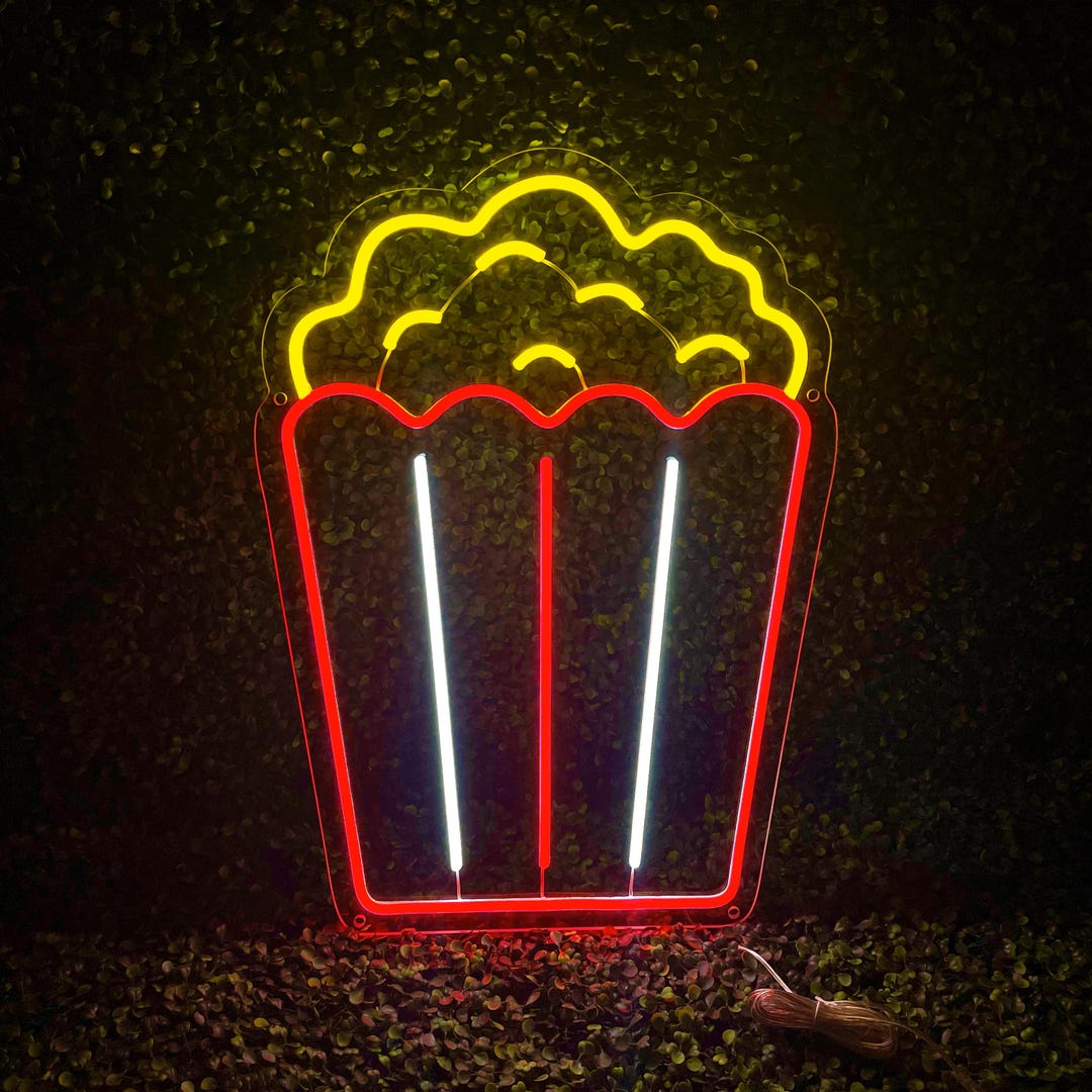 LED Popcorn Neon Sign, Cinema Neon, Living Room Neon, Neon Light, Neon ...