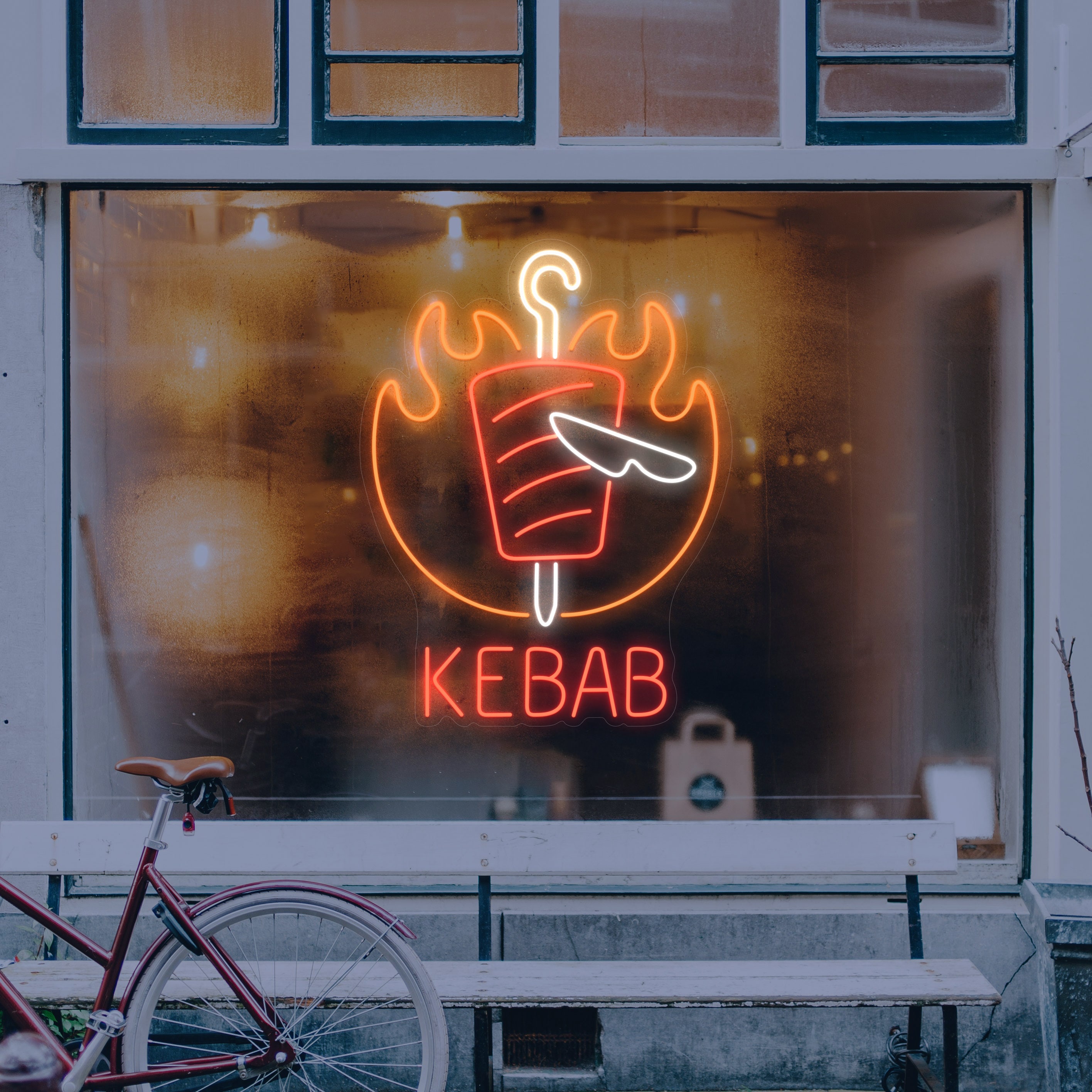 Kebab LED Neon Sign, Neon Decoration for Window, Restaurant Light Sign ...