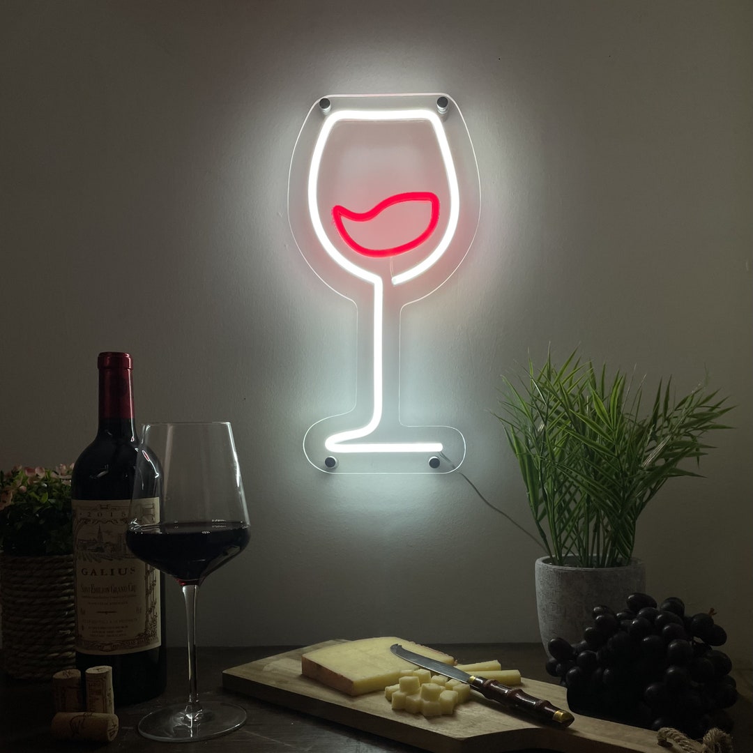 Red Wine LED Neon Sign, Kitchen Neon, Neon Light, Neon Craftsman, Neon ...