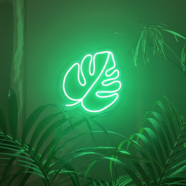 Monstera Leaf LED Neon Sign, Nature Living Room Neon, Neon Light, Neon ...
