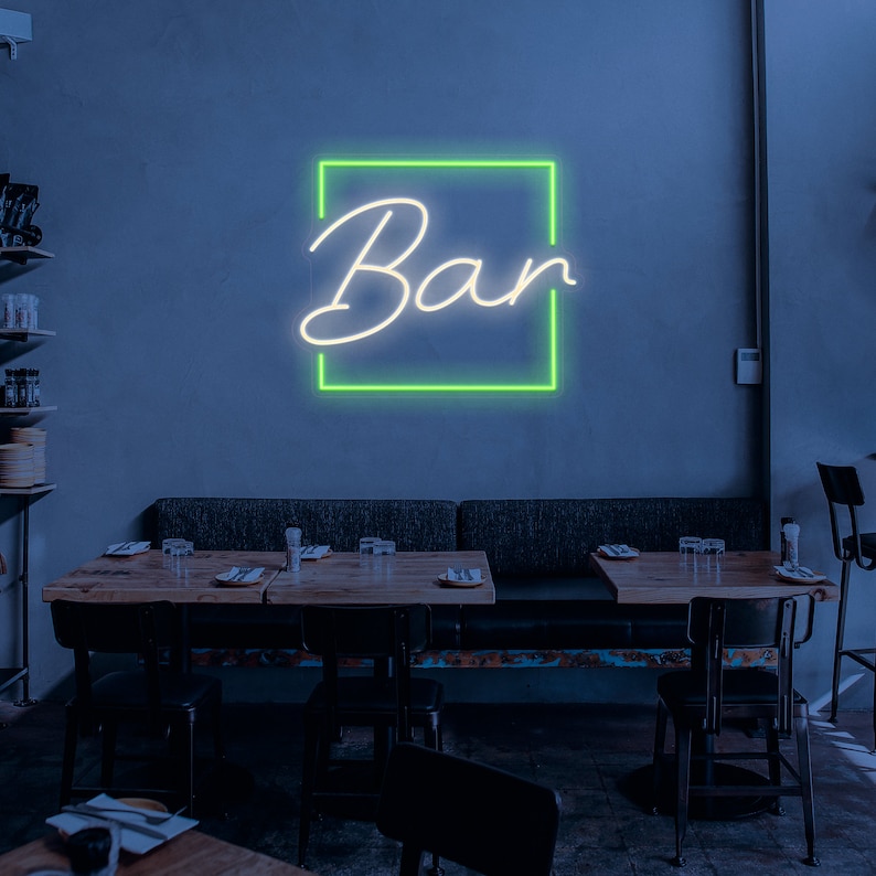 Square Bar Neon Sign, Bar Lighting, Neon Light, Neon Craftsman, Neon ...