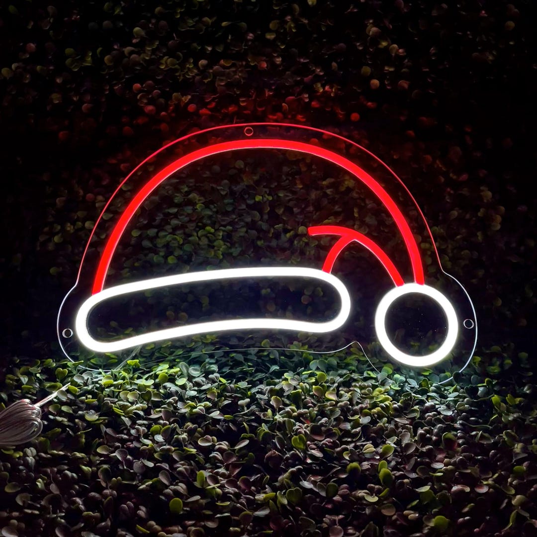 Santa Hat LED Neon Sign, Christmas Light Sign, Christmas Interior ...