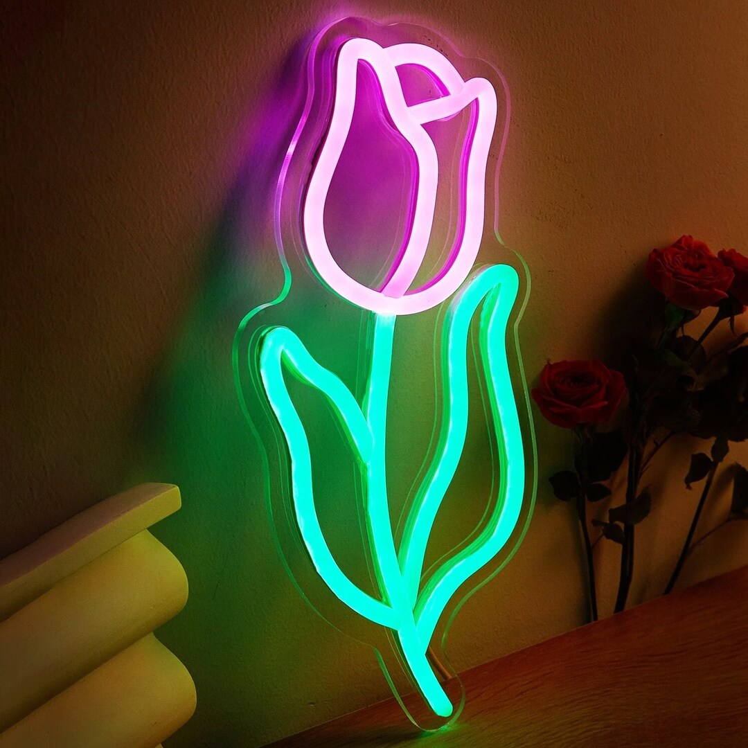LED Tulip Flower Neon Sign, Bedroom Neon Sign, Neon Light, Neon Artist ...