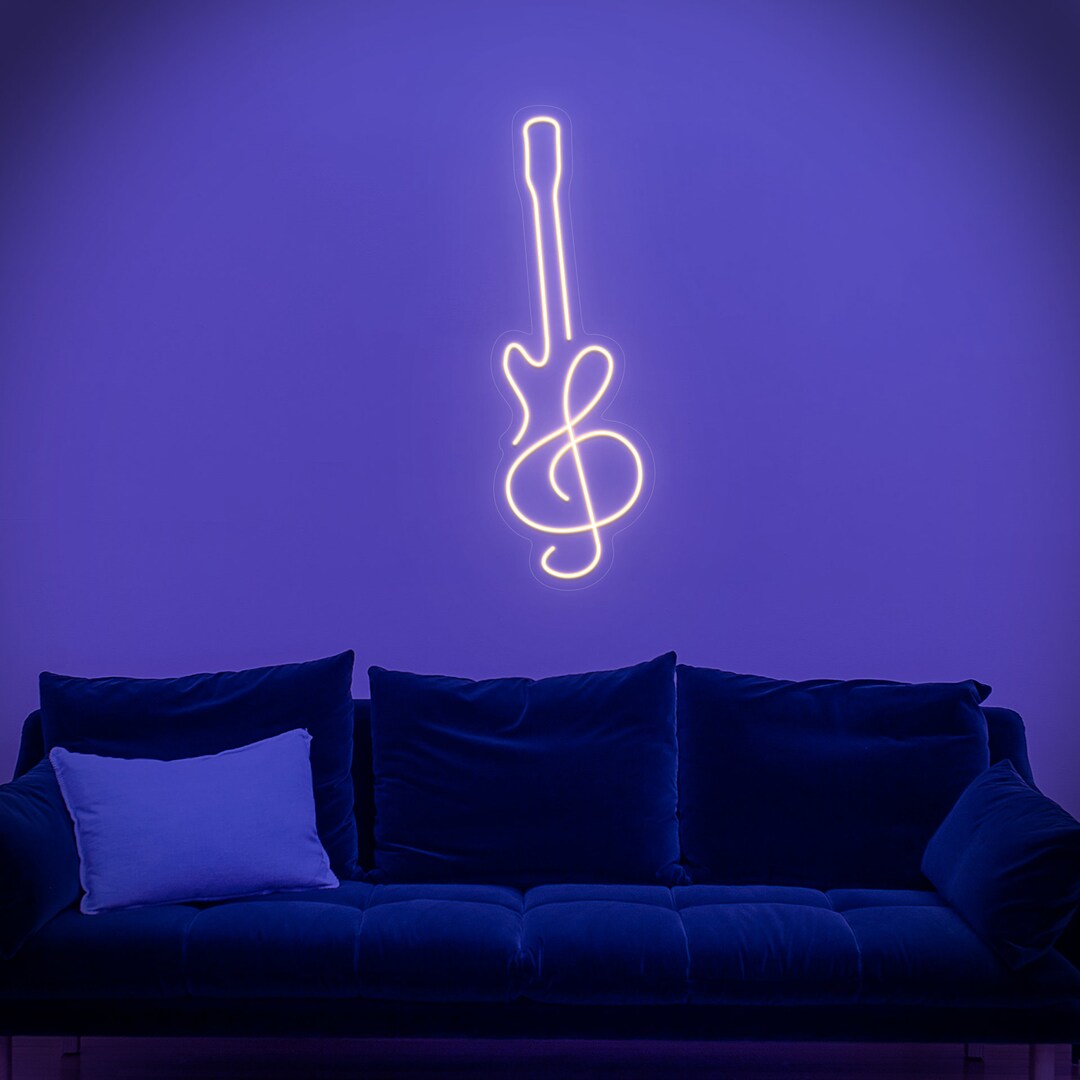 Neon Sign Guitar Treble Clef LED, Music Light Sign, Music Interior ...