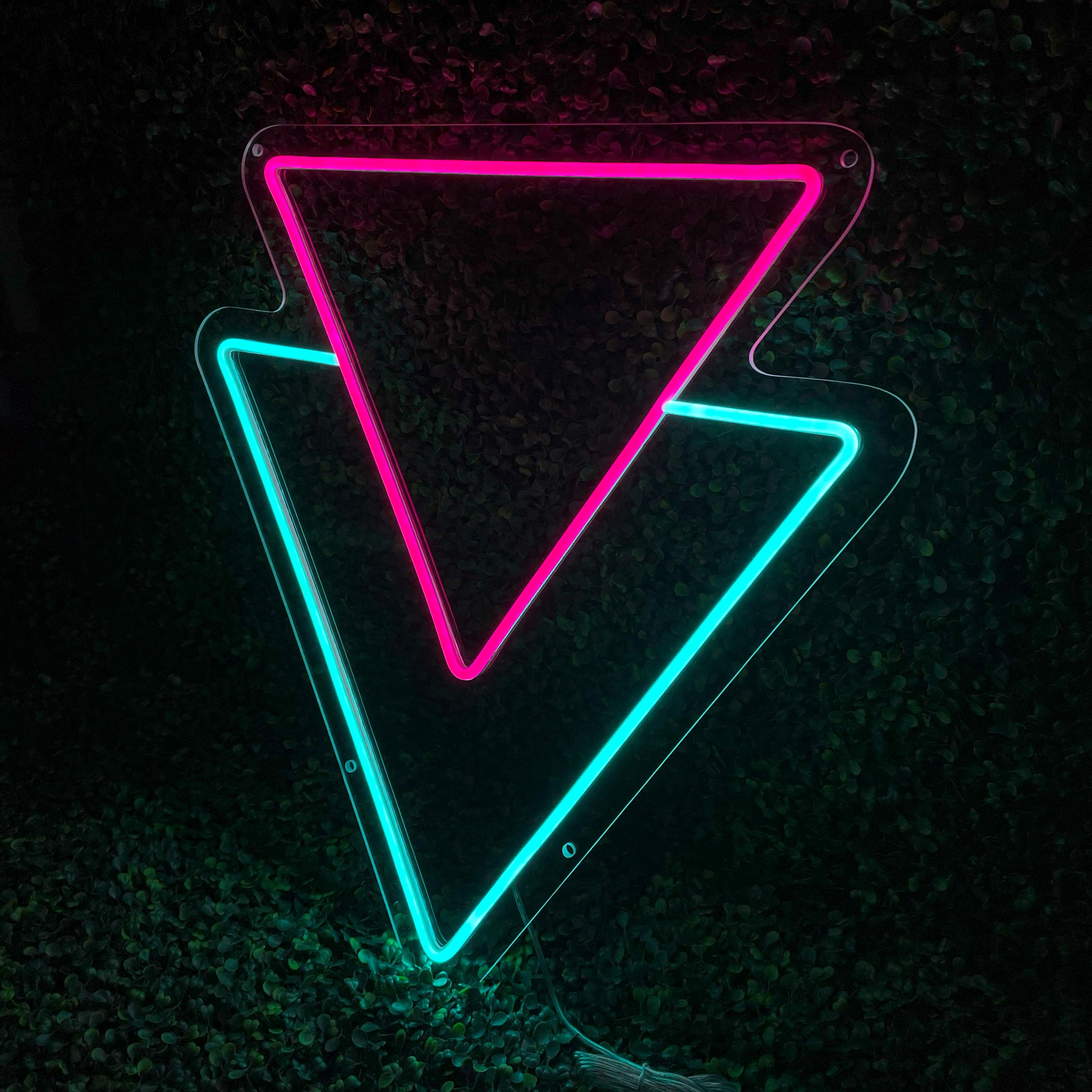 Double Triangles Neon Sign, Futuristic Light Sign, Gaming Interior ...