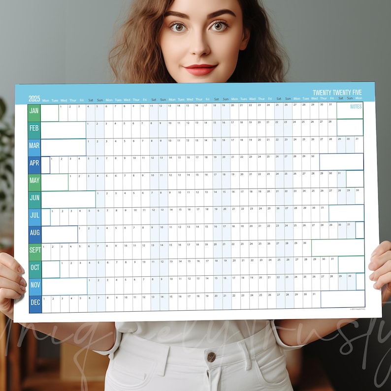 2025 Giant Wall Calendar, Year-at-a-glance, DIGITAL DOWNLOAD, Big Ass ...