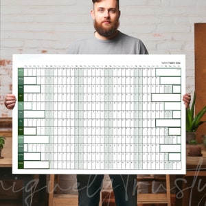 Giant Wall Calendar, Year at A Glance, DIGITAL DOWNLOAD, Big Ass ...