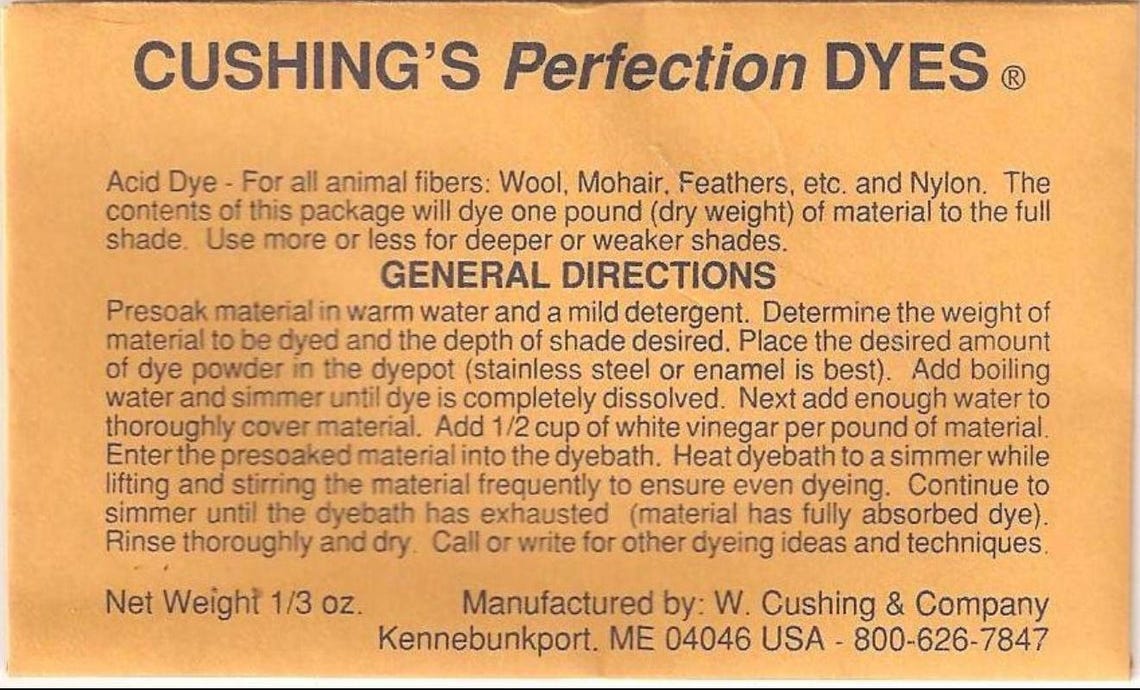 Cushing’s Perfection Acid Dyes - Colors A Through T - Etsy