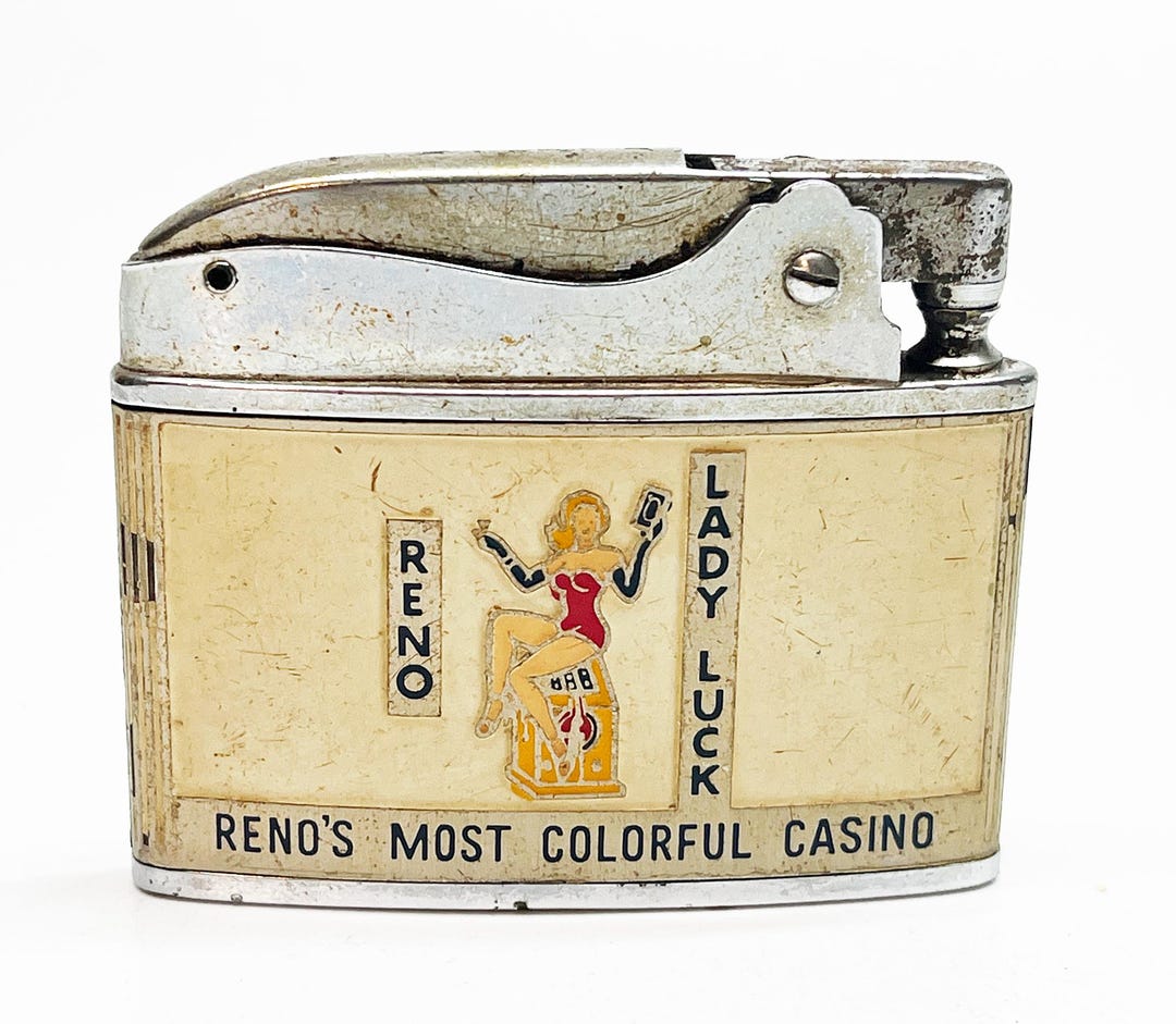 1950s LADY LUCK LIGHTER - Working Vintage Old Antique Rare Reno Nevada ...