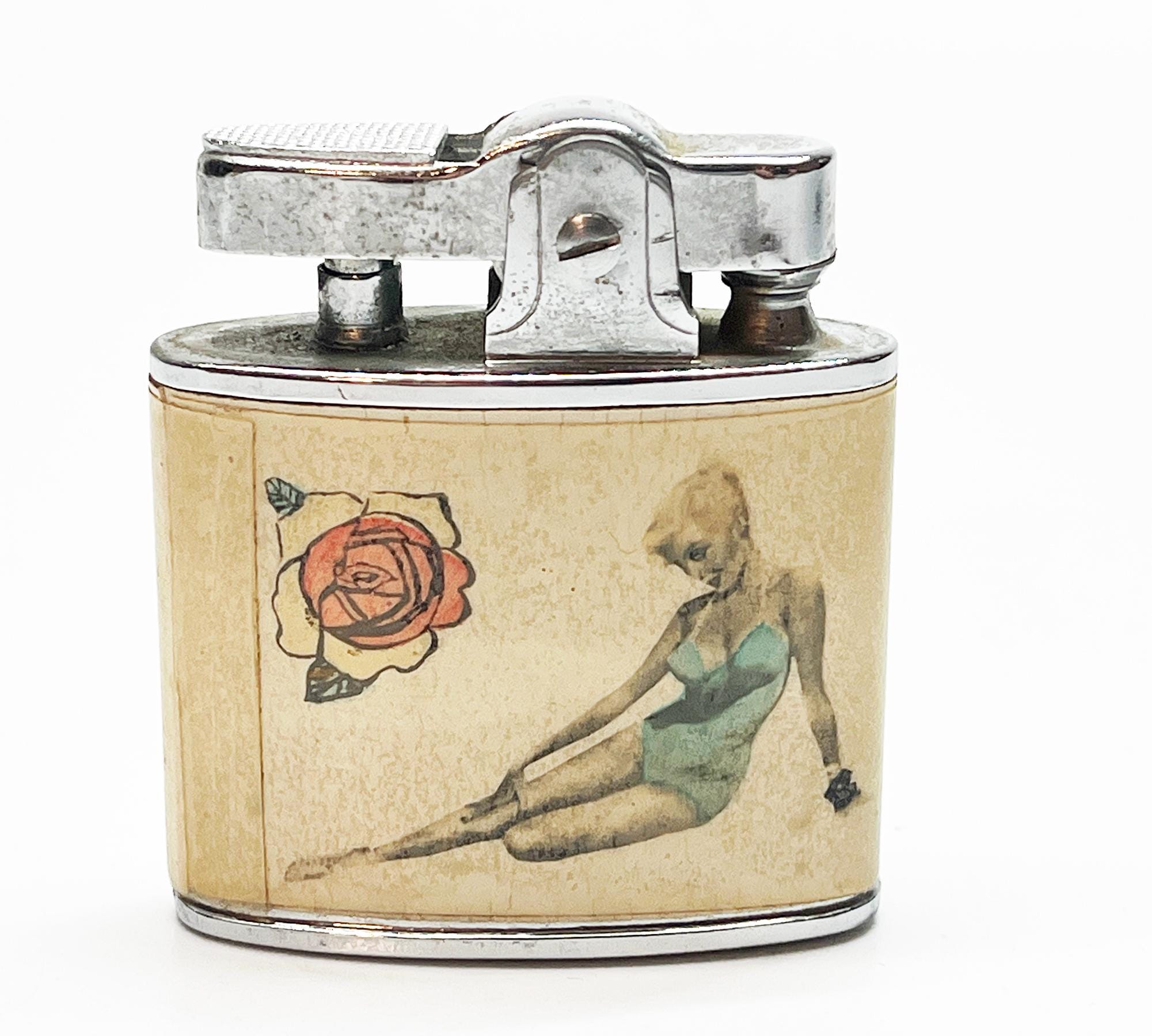 1950s PINUP LADY LIGHTER Working Antique Rare Old Vintage Pin up Girl ...