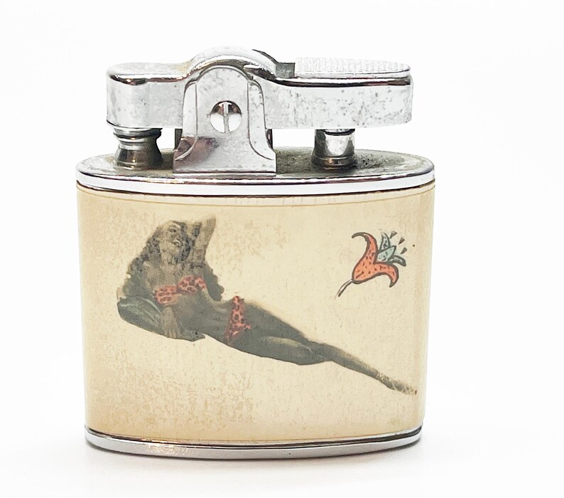 1950s PINUP LADY LIGHTER Working Antique Rare Old Vintage Pin up Girl ...