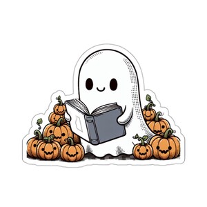 Ghost Reading Sticker Bookish Halloween Ghost Sticker Book Lover ...