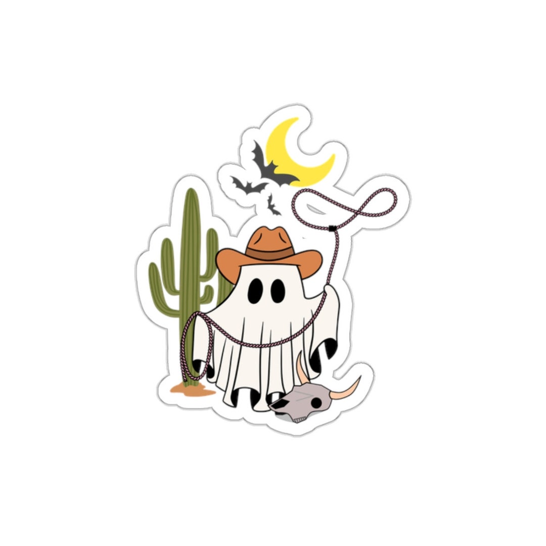 Cowboy Ghost Sticker Cute Ghost Sticker Ghost Cowboy Halloween Sticker ...