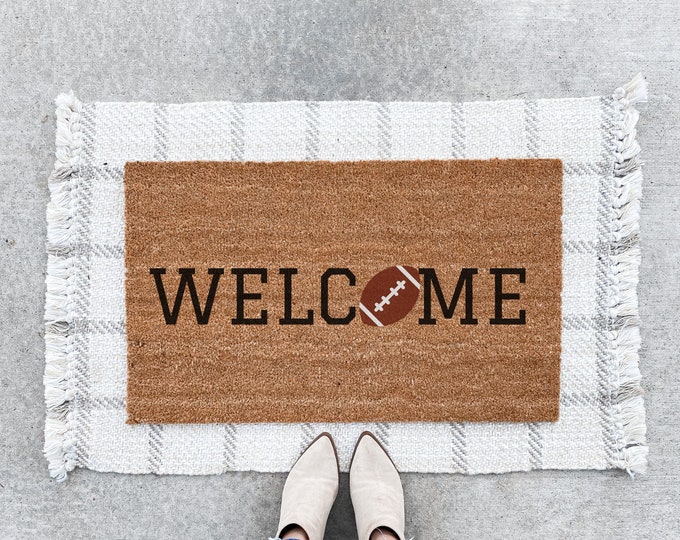 Welcome Football Doormat, Welcome Mat, Football Doormat, Fall Doormat ...