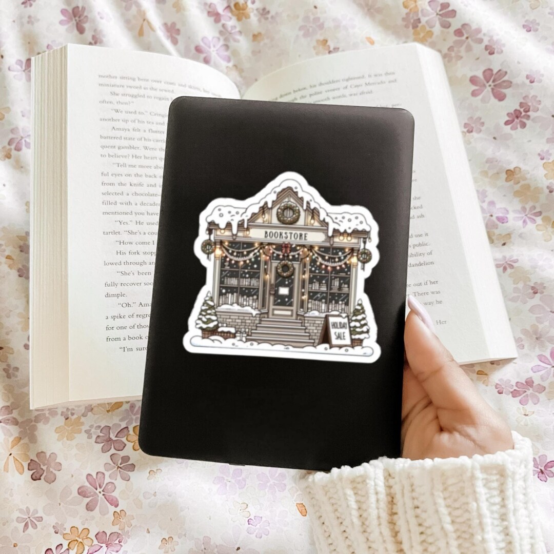 Christmas Bookstore Sticker, Winter Bookish Sticker, Cozy Book Lover ...