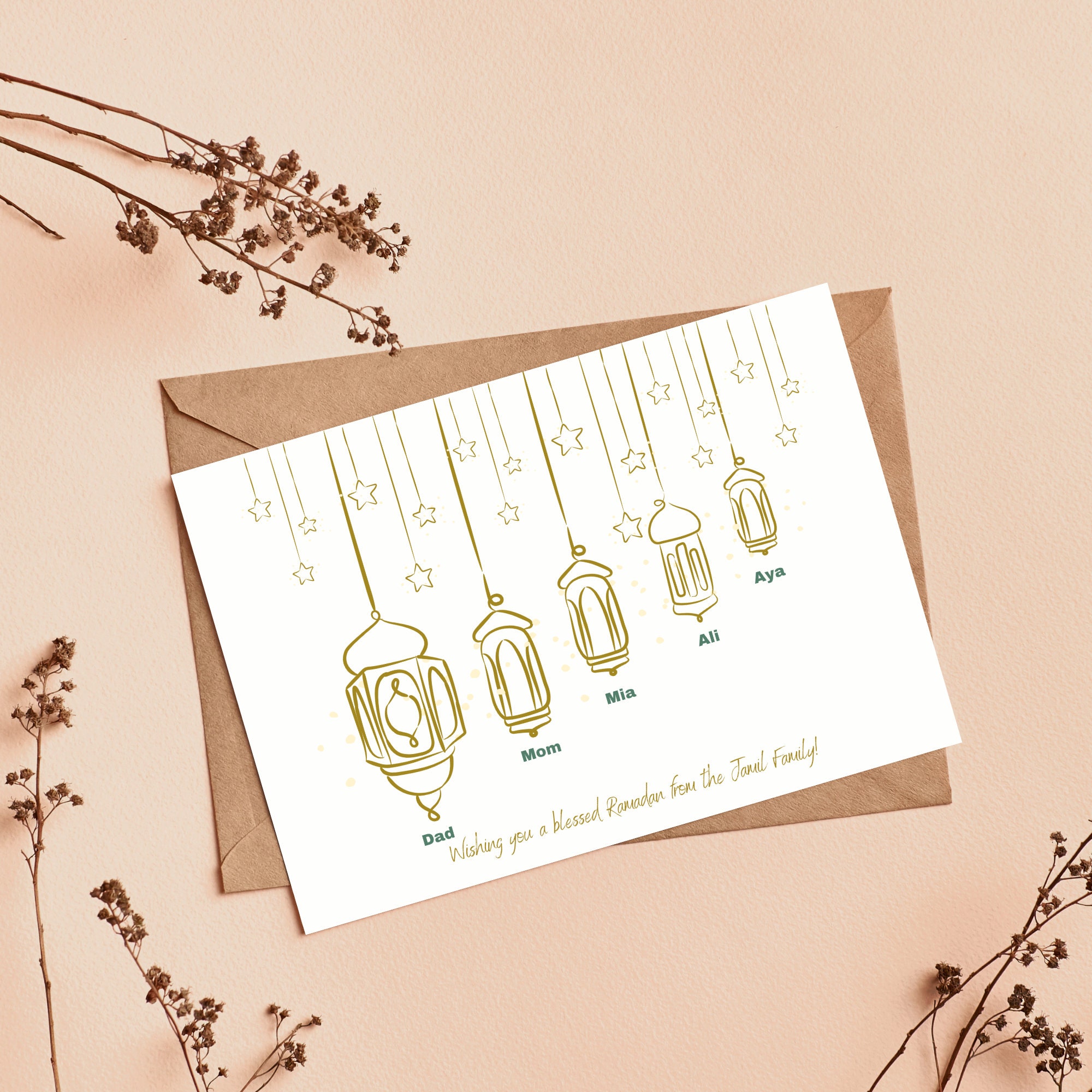 Ramadan Decor. Ramadan Custom Family Card. Ramadan Family Gift. - Etsy