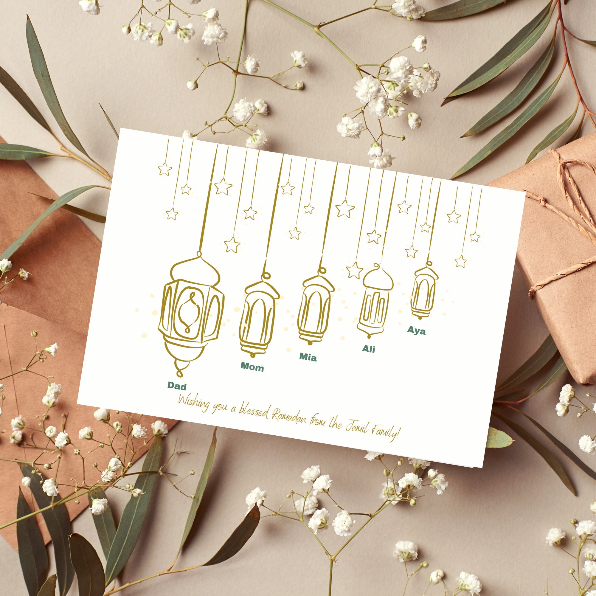 Ramadan Decor. Ramadan Custom Family Card. Ramadan Family Gift. - Etsy