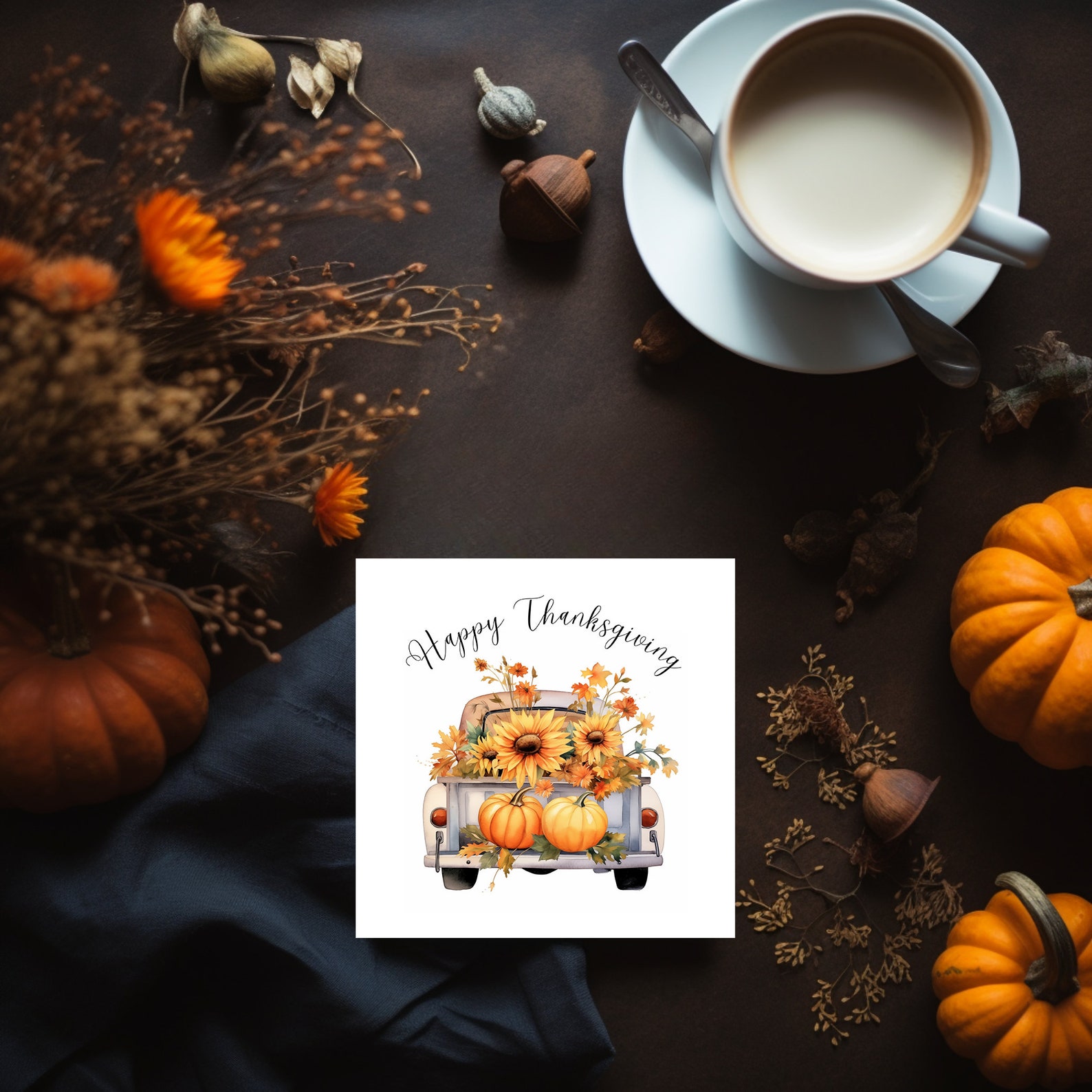 Happy Thanksgiving Greeting Card, Instant Digital Download, Printable ...