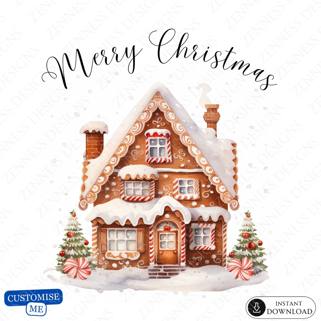 Personalised Merry Christmas Gingerbread House, Greeting Card, High ...