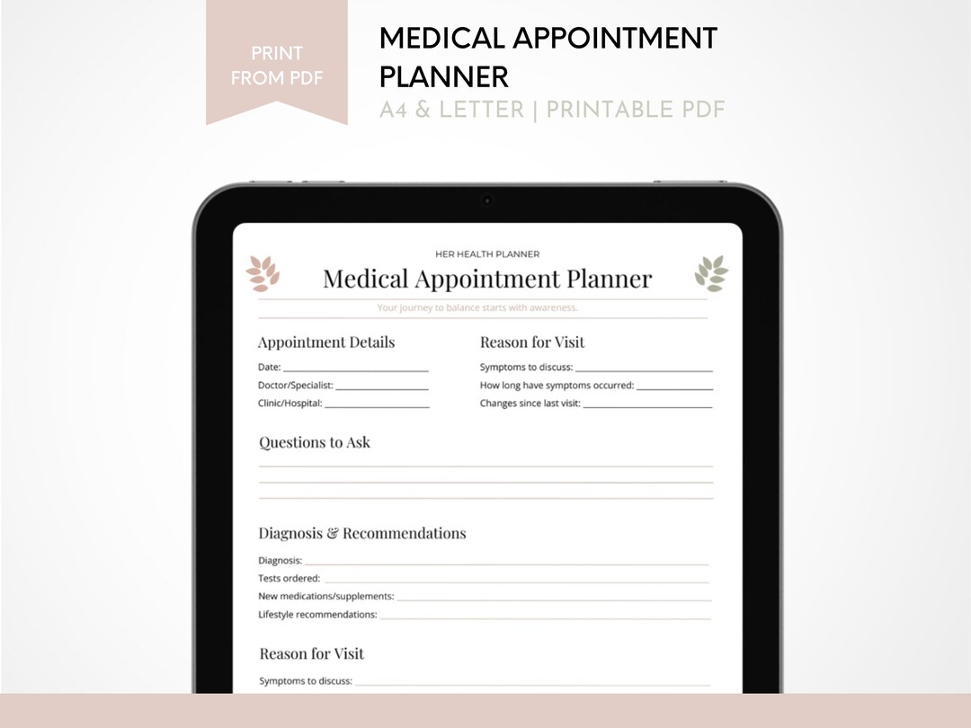 Medical Appointment Planner | Doctor Visit Tracker | Health Log ...