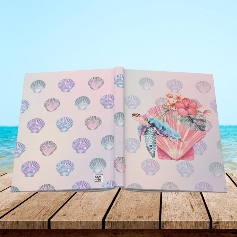 Seashell Sea Turtle Journal, Sea Turtle Notebook, Beach Theme Diary ...