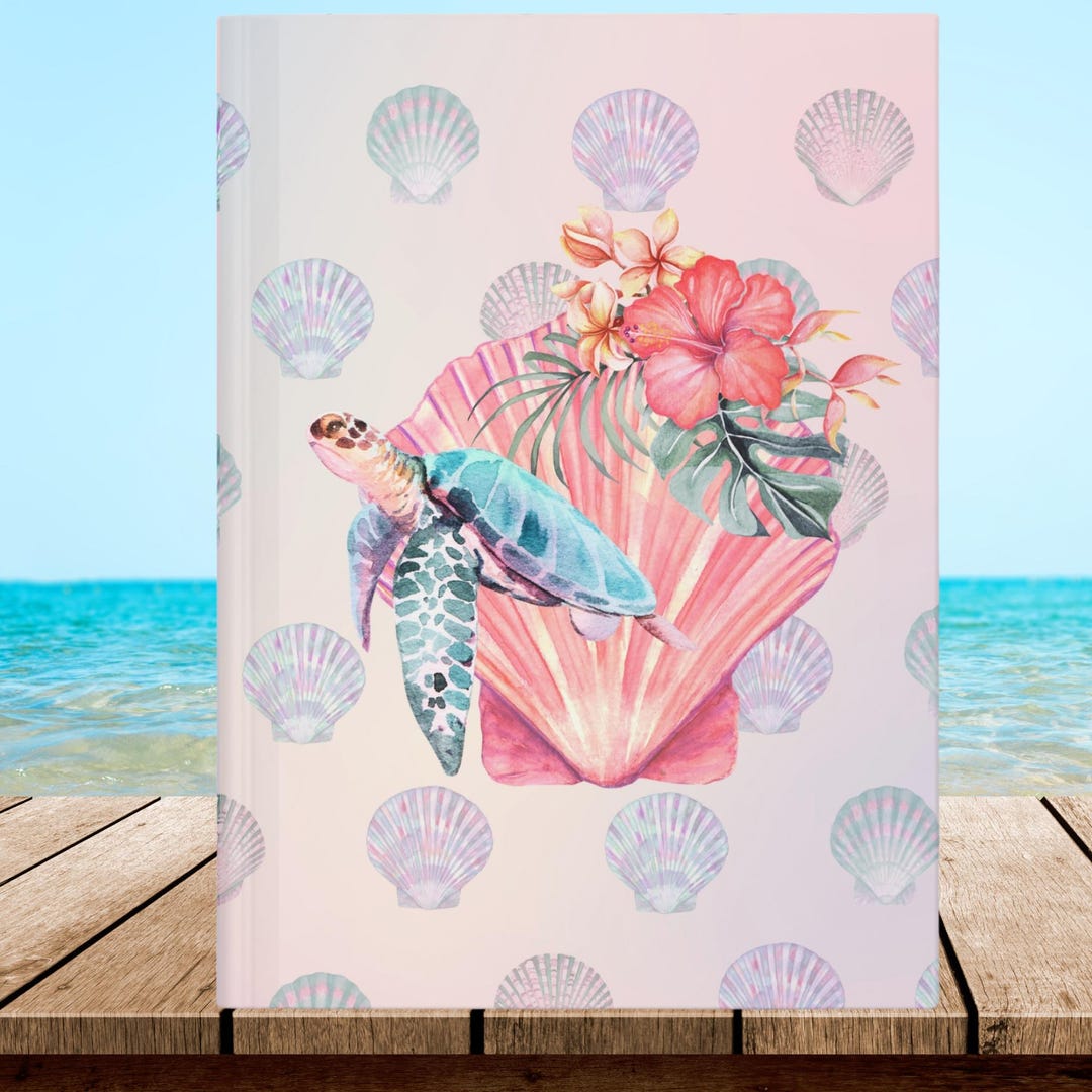 Seashell Sea Turtle Journal, Sea Turtle Notebook, Beach Theme Diary ...