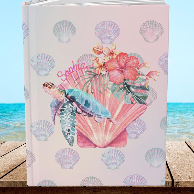 Seashell Sea Turtle Journal, Sea Turtle Notebook, Beach Theme Diary ...