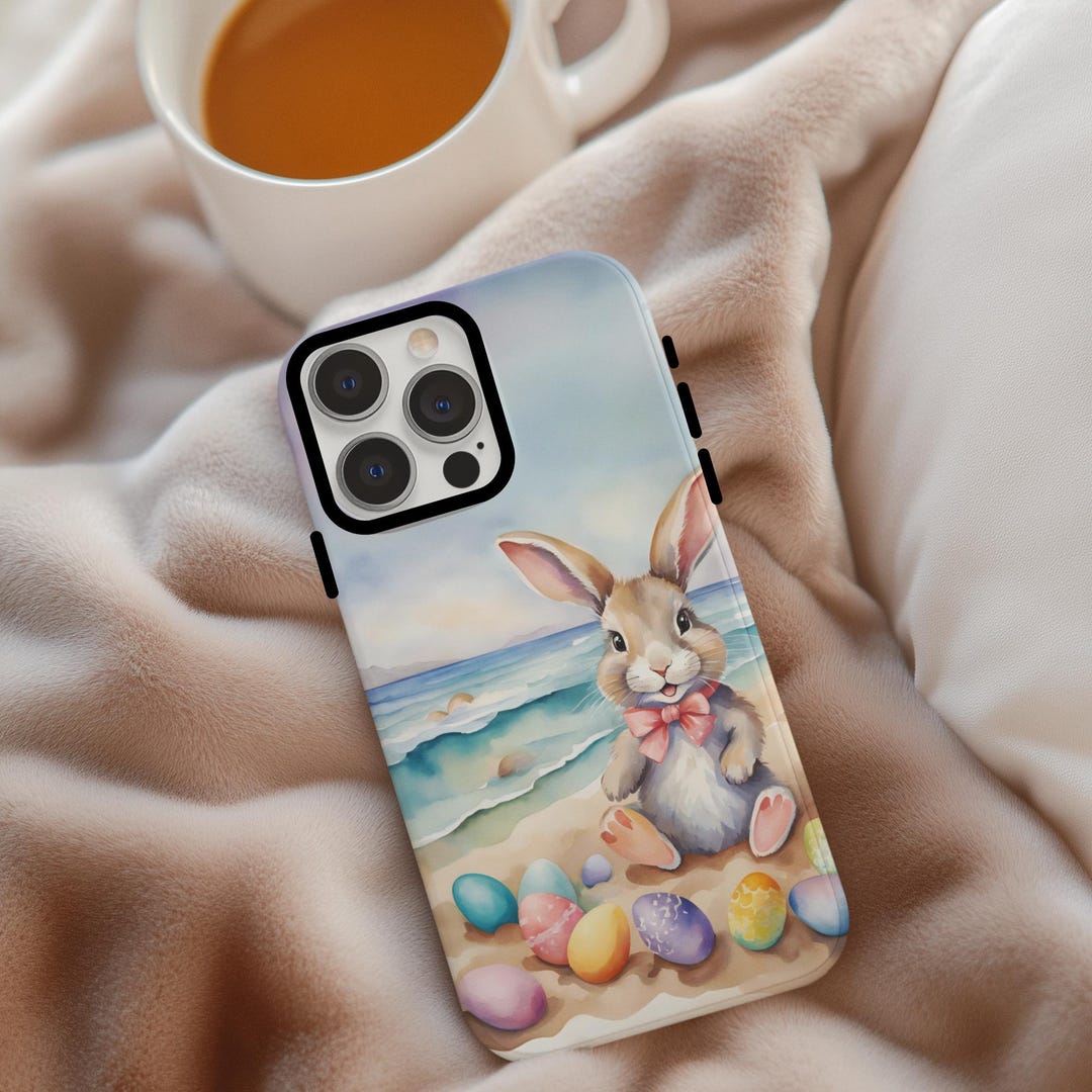 Easter Bunny on the Beach Magsafe iPhone Case - Cute Easter Eggs Design ...