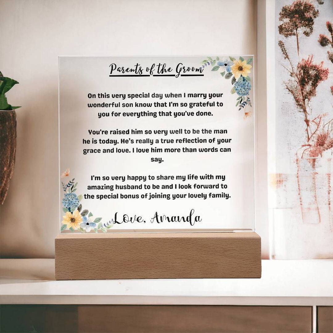 Personalized Wedding Thank You Gift for Groom's Parents Elegant ...