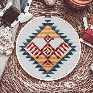 Aztec Bird Cross Stitch Pattern PDF Instant Download, Ethnic Geometric ...