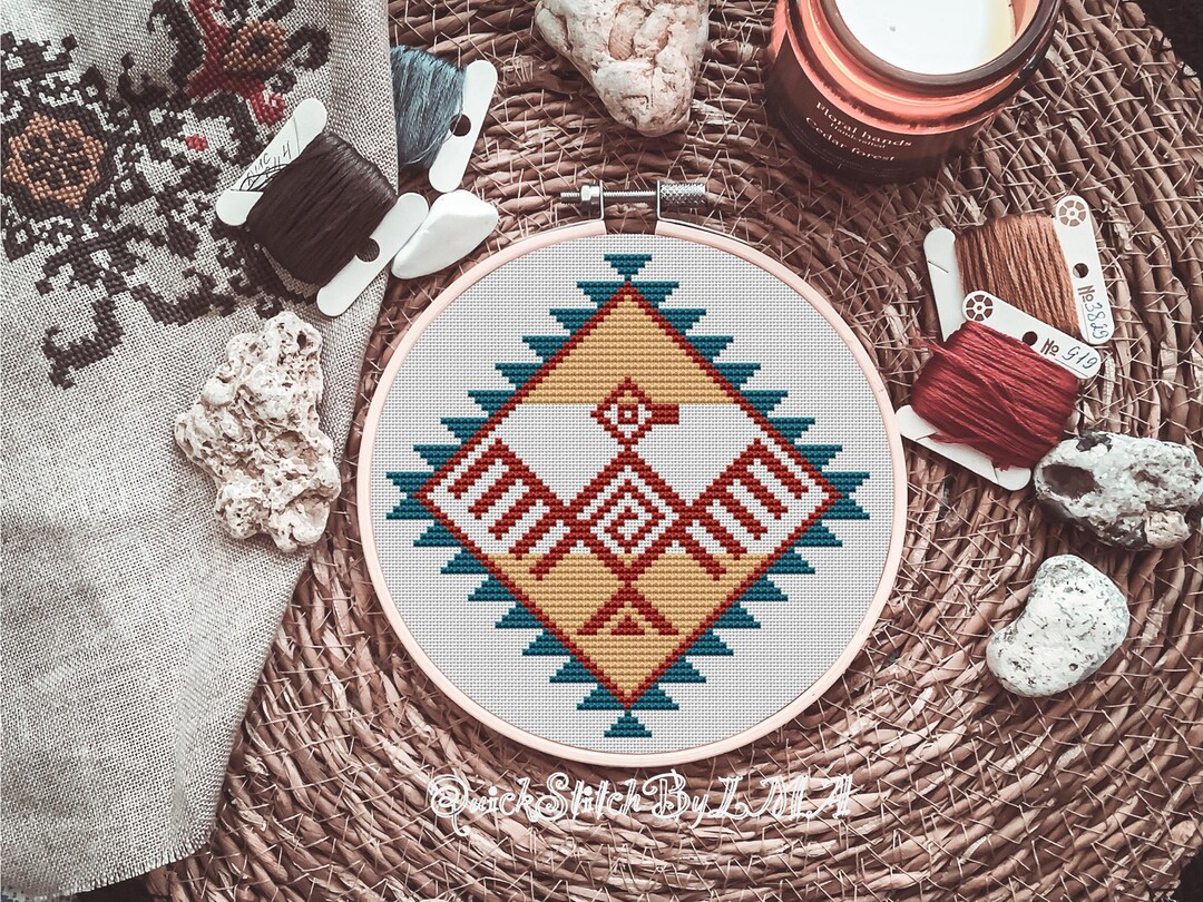 Aztec Bird Cross Stitch Pattern PDF Instant Download, Ethnic Geometric ...