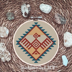 Aztec Bird Cross Stitch Pattern PDF Instant Download, Ethnic Geometric ...