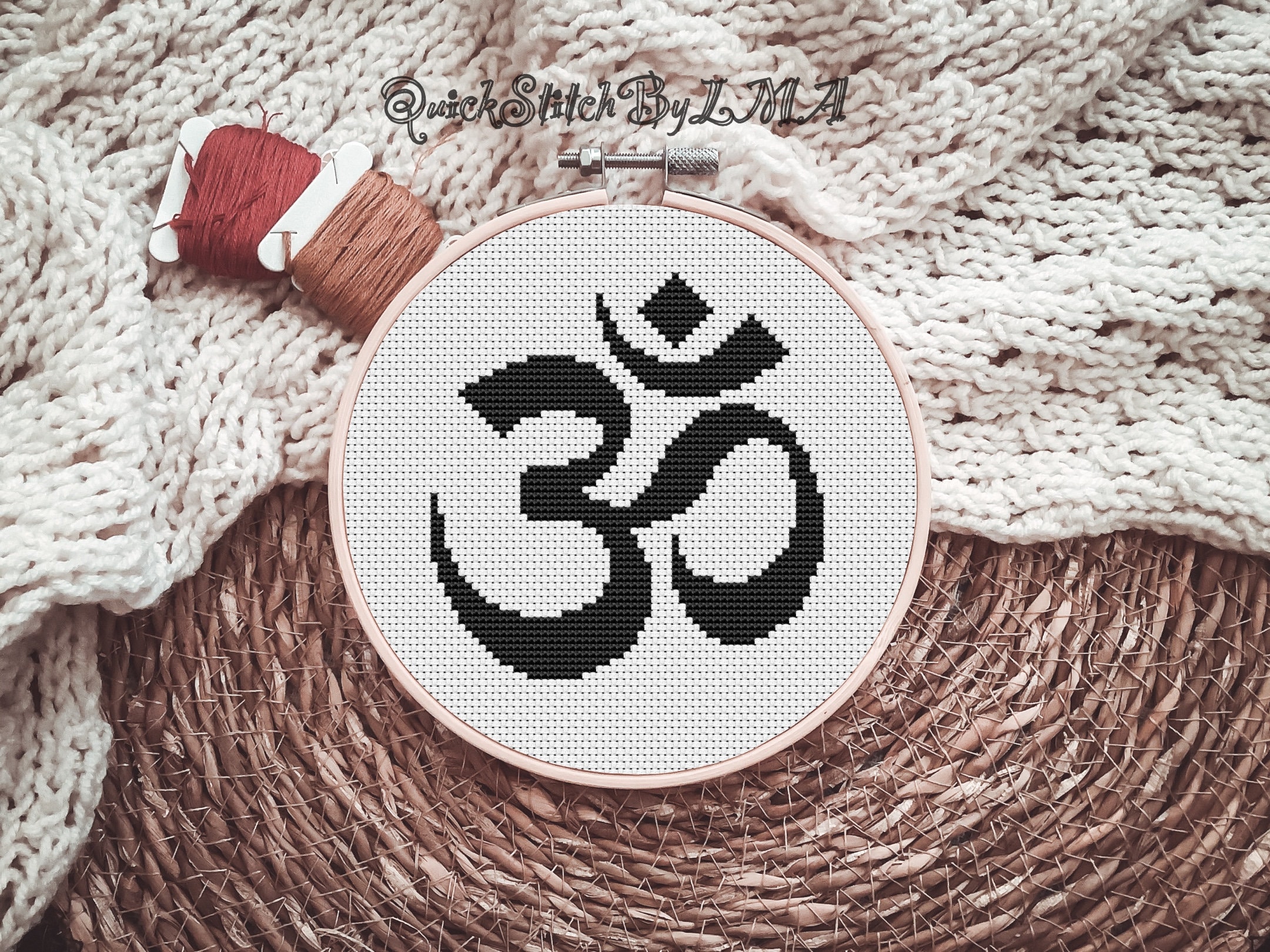 Om Symbol Cross Stitch Pattern, Small Cross Stitch for Beginners, Easy ...