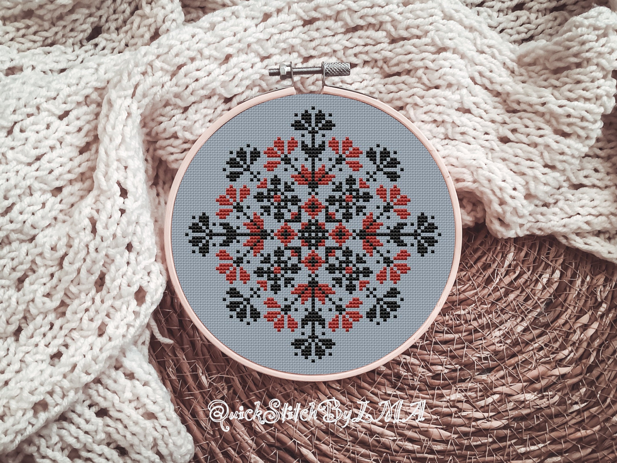 Mandala Cross Stitch Pattern PDF, Floral Sampler Embroidery, Antique ...