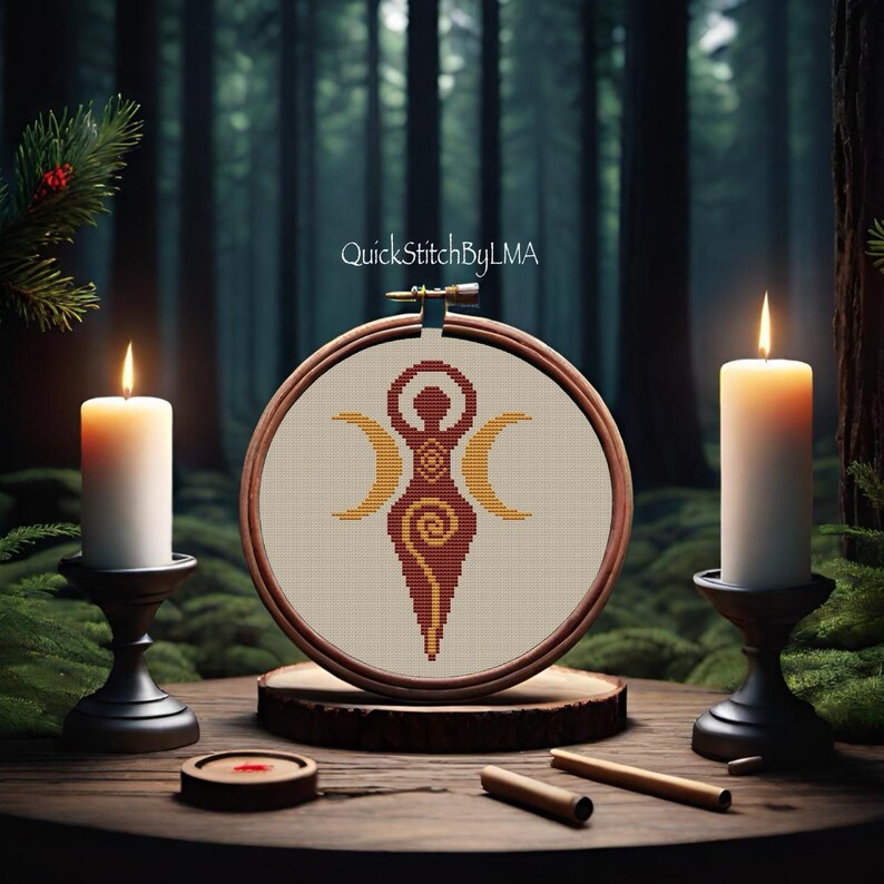 Wiccan Spiral Goddess Cross Stitch Pattern Instant Download PDF, Witchy ...